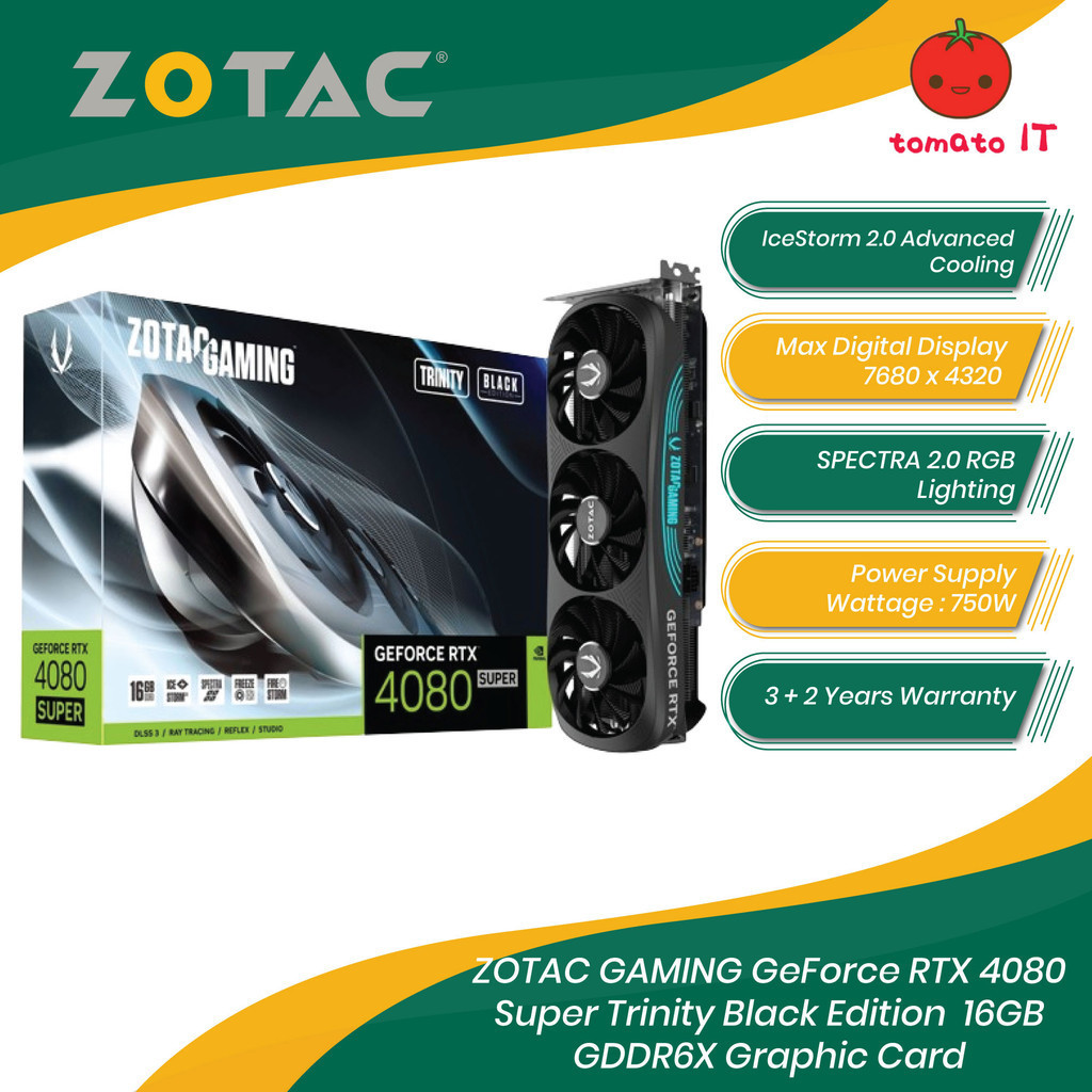 ZOTAC GAMING GeForce RTX 4080 Super Trinity Black Edition 16GB GDDR6X ...