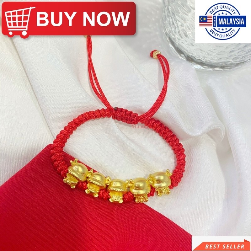 MH New Mascot Five Fortunes Golden Cow Red String Bracelet / Adjustable ...