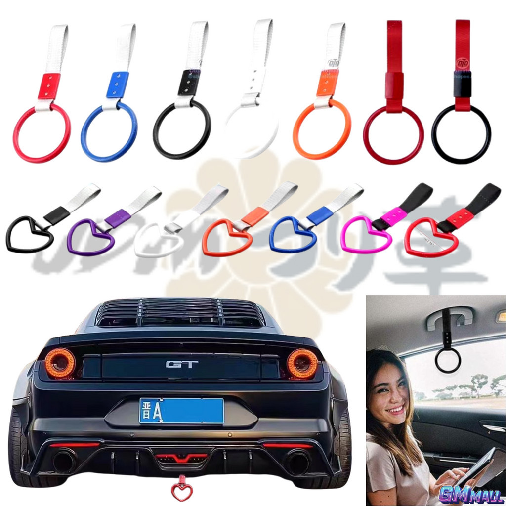 CAR HANDLE PULL RING Roof Grab Handle Hang Strap Ring JDM Tsurikawa Tow Hook Hanger Pemegang ...