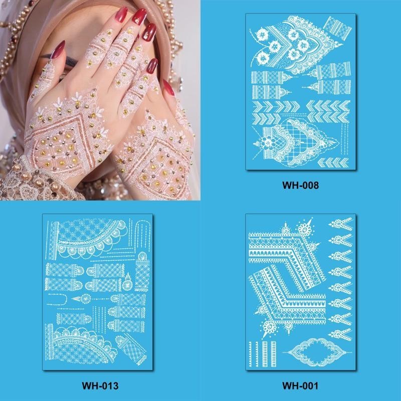 [2 hand] Henna sticker instant tattoo white stickers inai stiker inai ...