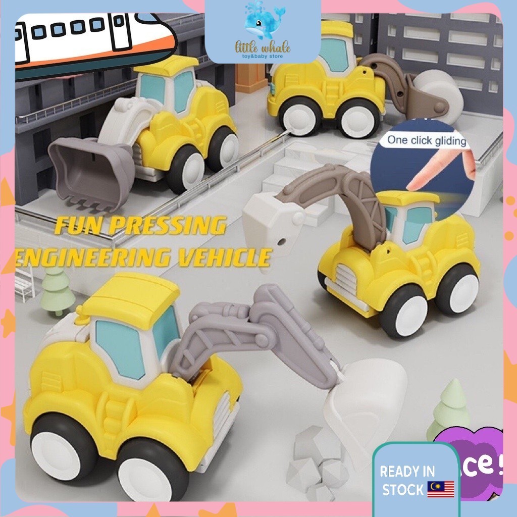 🐳Fun Pressing Press And Go Engineering Vehicle Toys For Kids Bulldozer ...