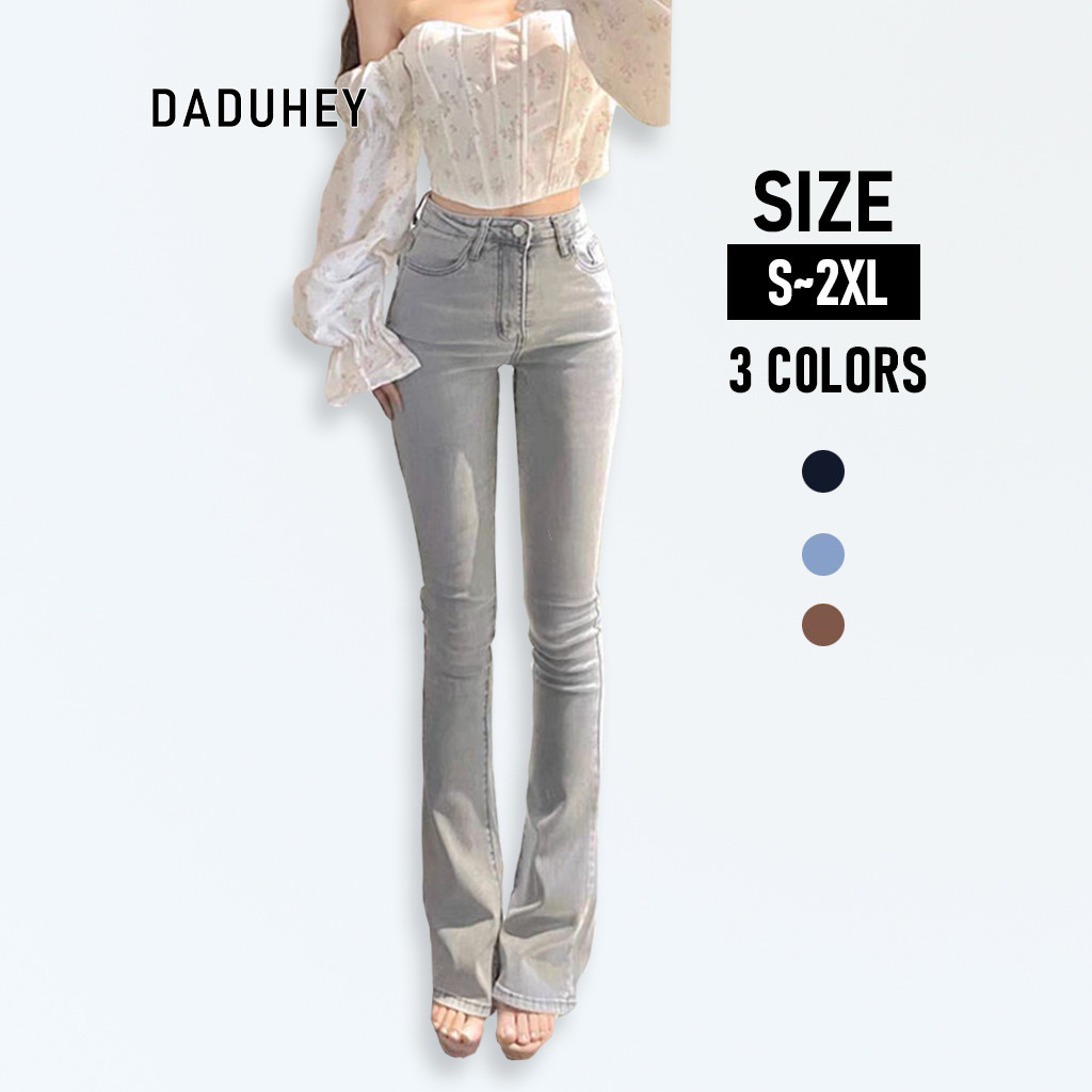Daduhey baju raya 2024 Ins Women's Ins Bootcut Pants Stretch Fitted ...