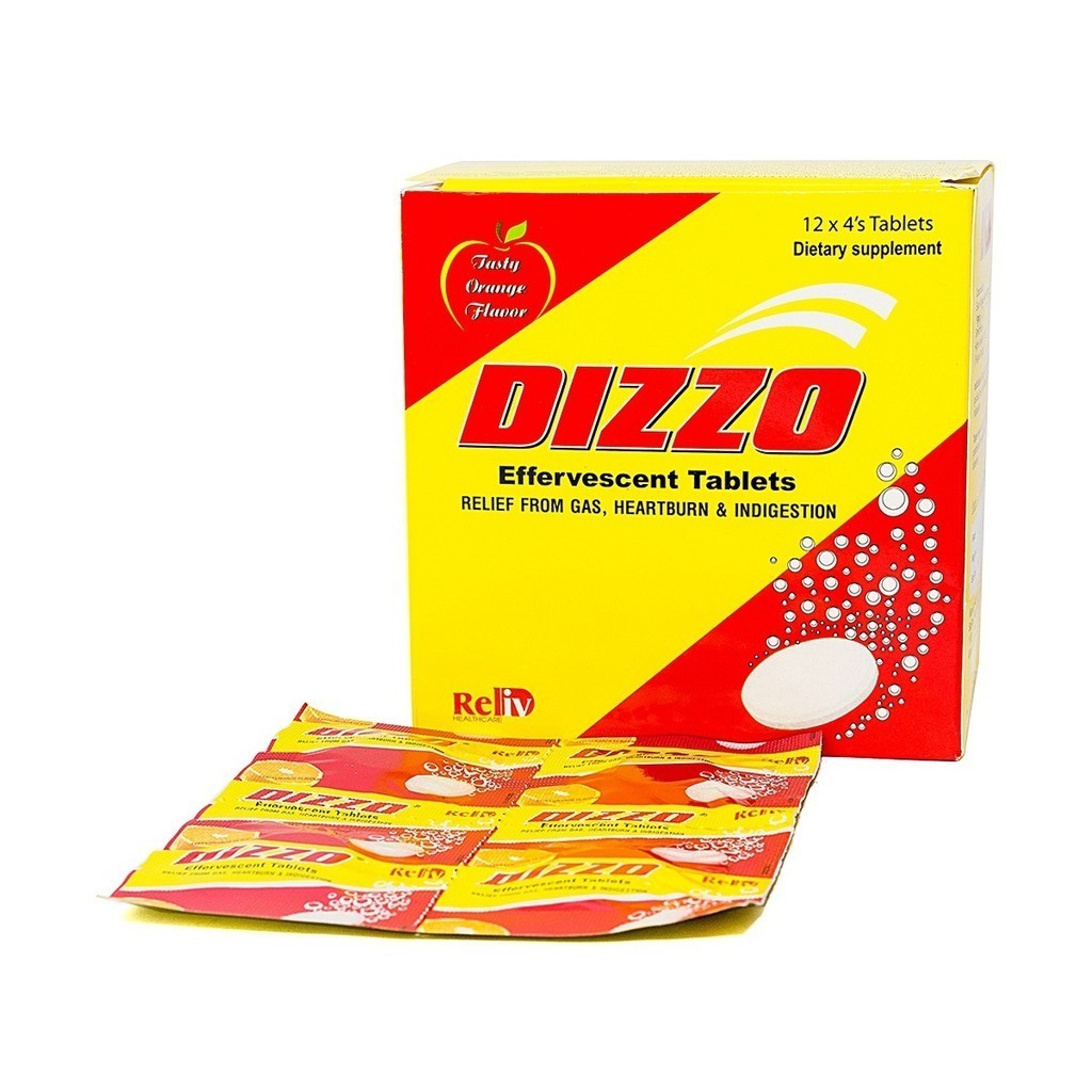 Dizzo Reliv Orange Effervescent Tablets Support Digestion, Reduce Symptoms Of Flatulence ...