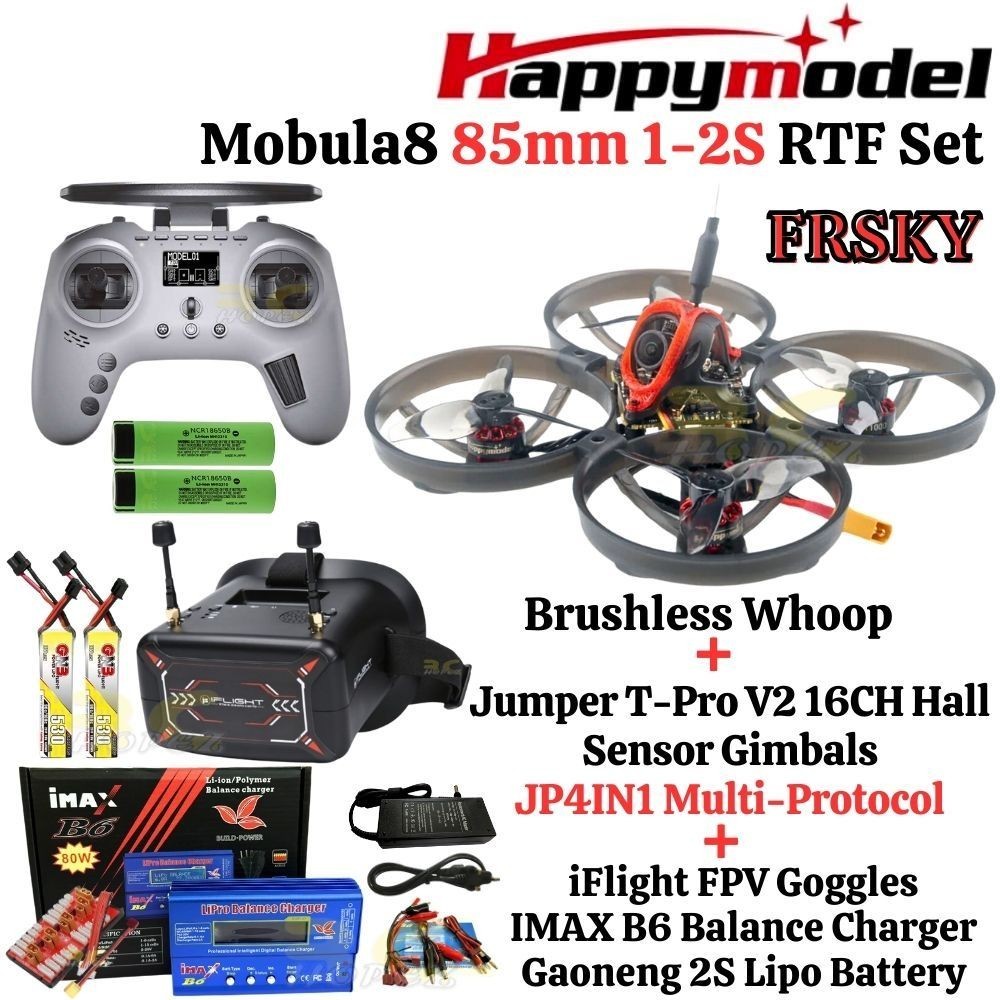Happymodel Mobula8 85mm 1-2S X12 V3.0 5-IN-1 AIO Whoop +RadioMaster Pocket/Jumper T Lite V2/T ...