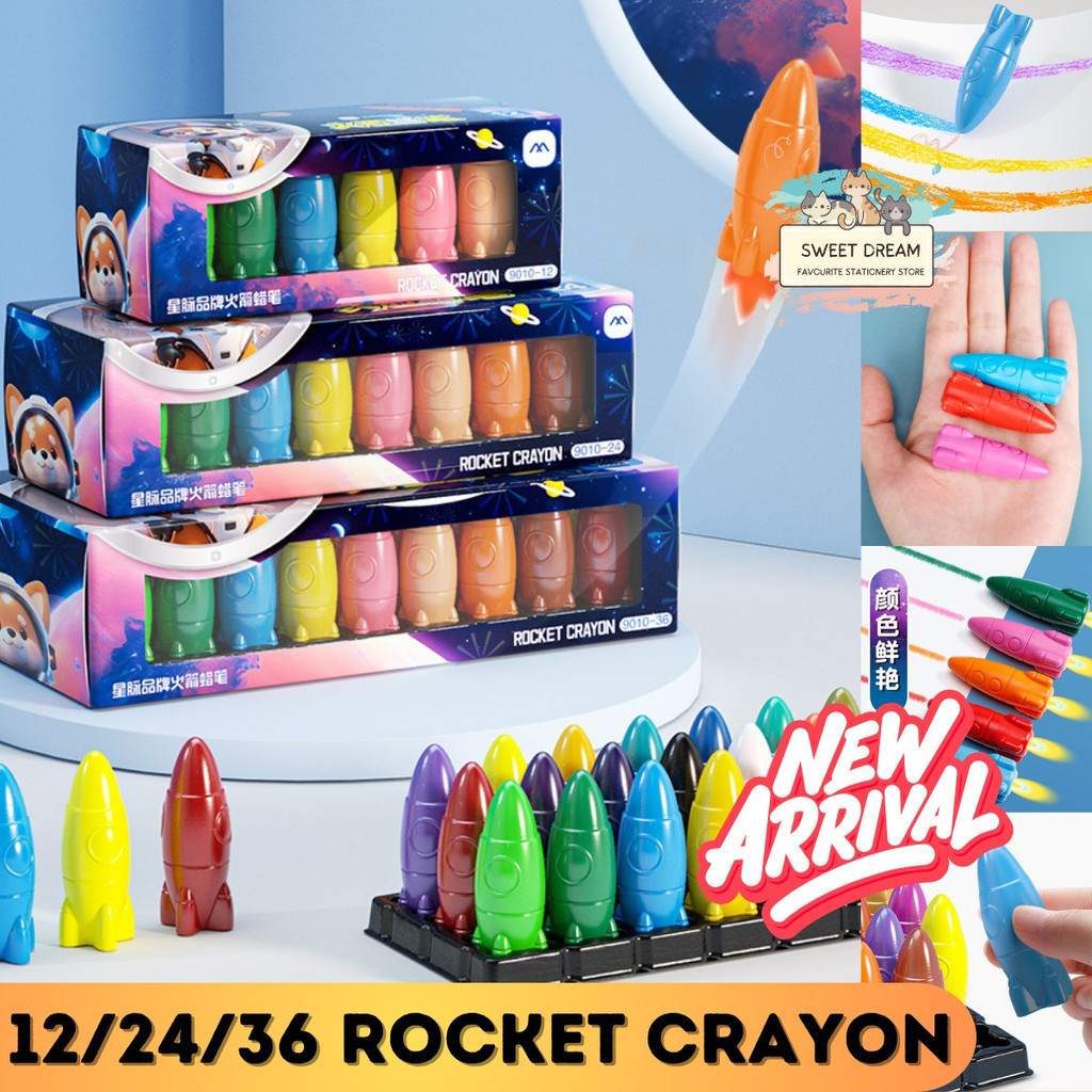 12/24/36 XINGMAI Non-Dirty Hands Washable Safe Non-Toxic Rocket Crayon ...