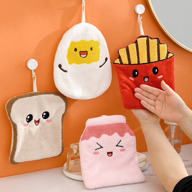 Cartoon Hand Towel Bread French Fries Egg Design Creative Kitchen ...