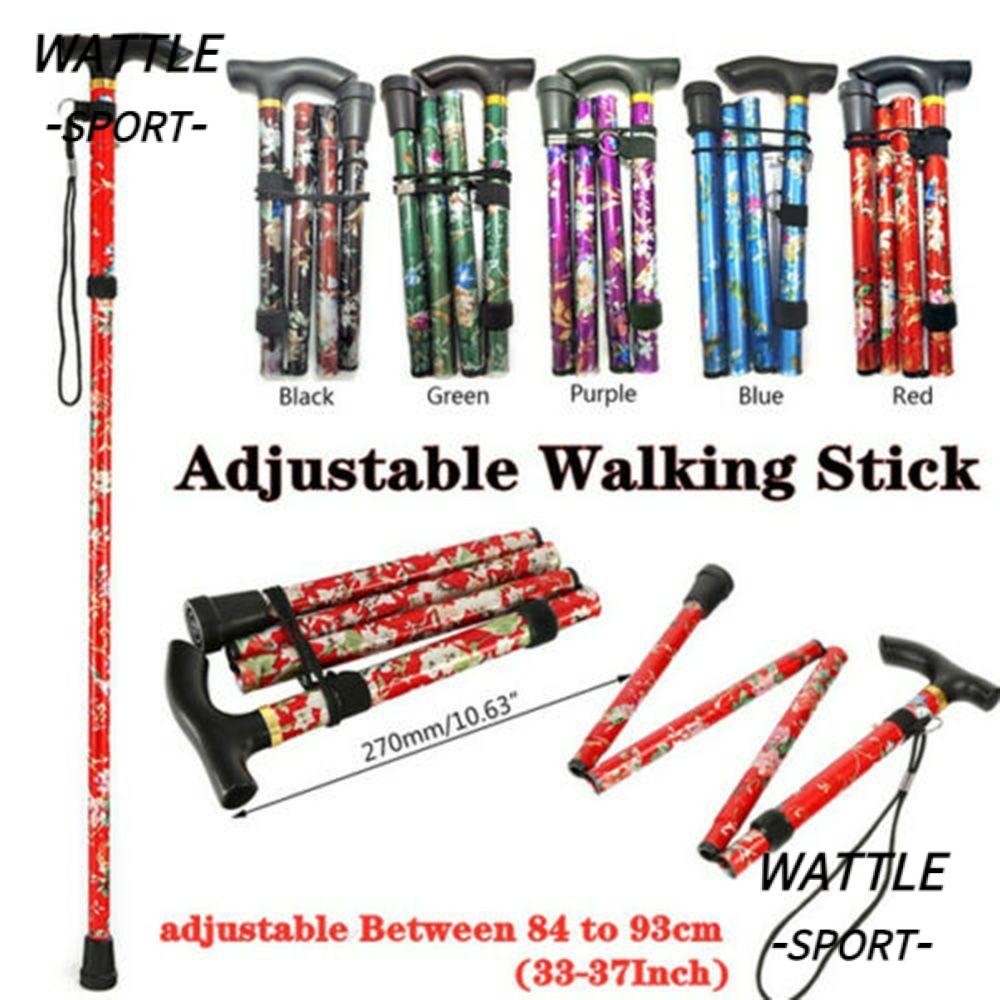 WATTLE Lightweight Folding Trekking Stick Adjustable Non-slip Crutches ...