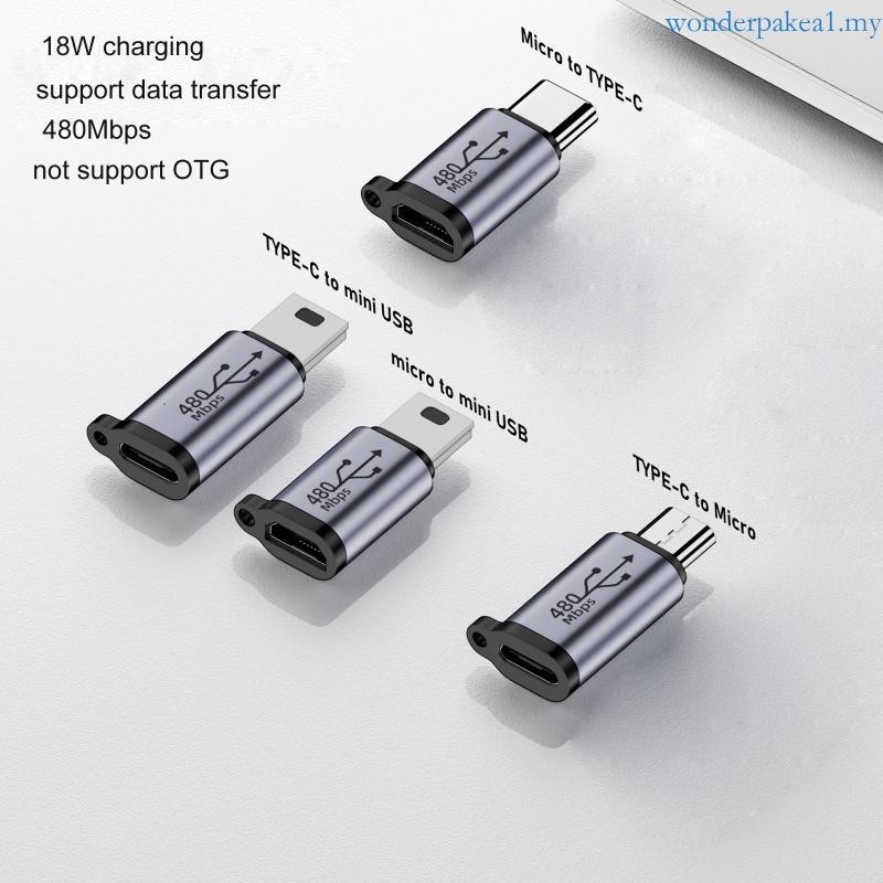 wonderpakea1 Micro USB to Mini USB Type-C Adapter Usb-C Female To Micro ...