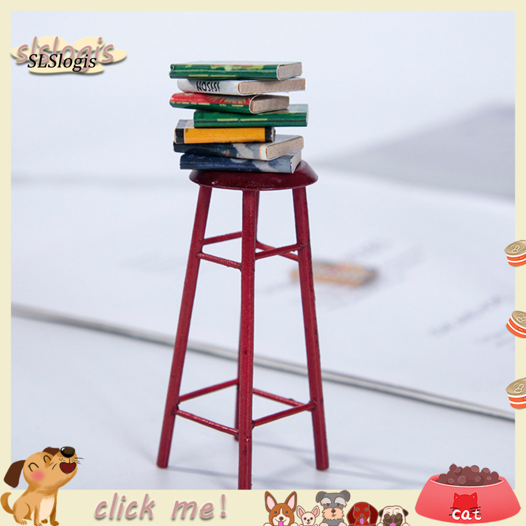 SGW_ Dollhouse Stool Realistic Wood Craft High Stool Doll Life Micro ...