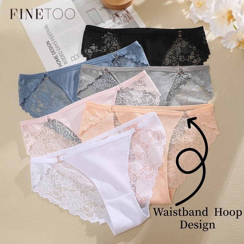 FINETOO Panties for Women Sexy Lace Briefs Waistband Hoop Design ...