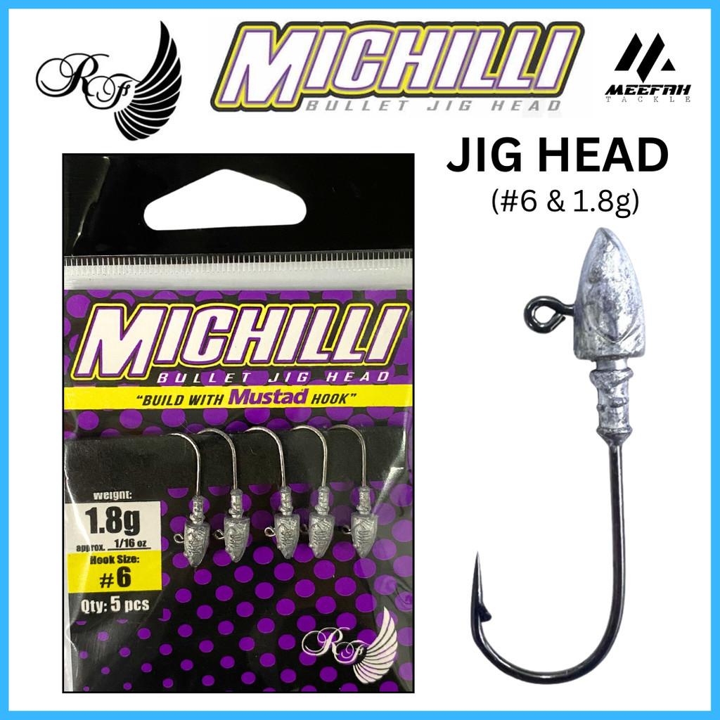 ROD FORD Michilli Bullet Jig Head Soft Plastic Fishing Hook Mata Kail ...