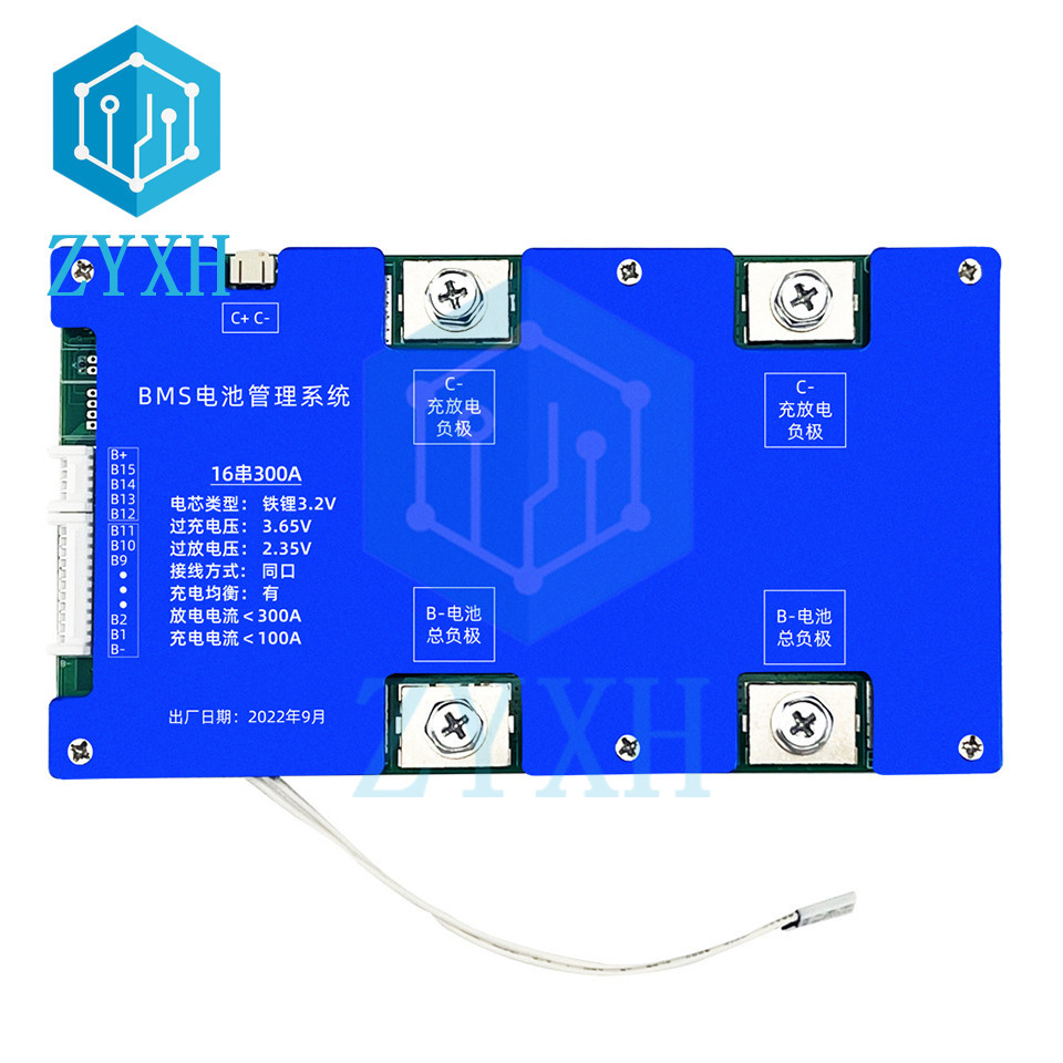 Balanced BMS 16S 48V 300A LiFePo4 Battery Charge Board NTC Temperature ...
