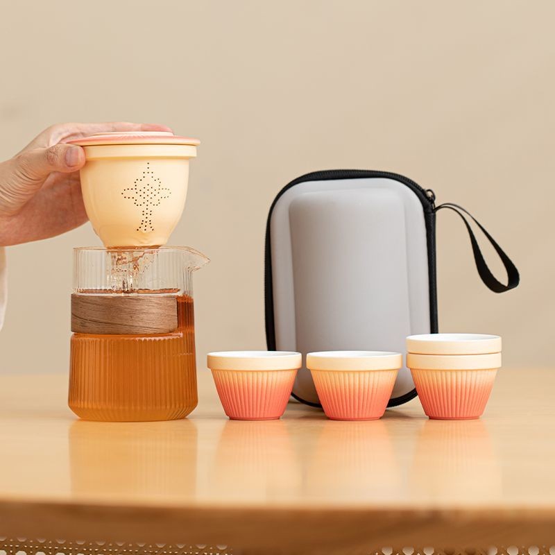 Glass Travel Tea Set Portable Quick Cup Dedicated Portable Set Outdoor ...