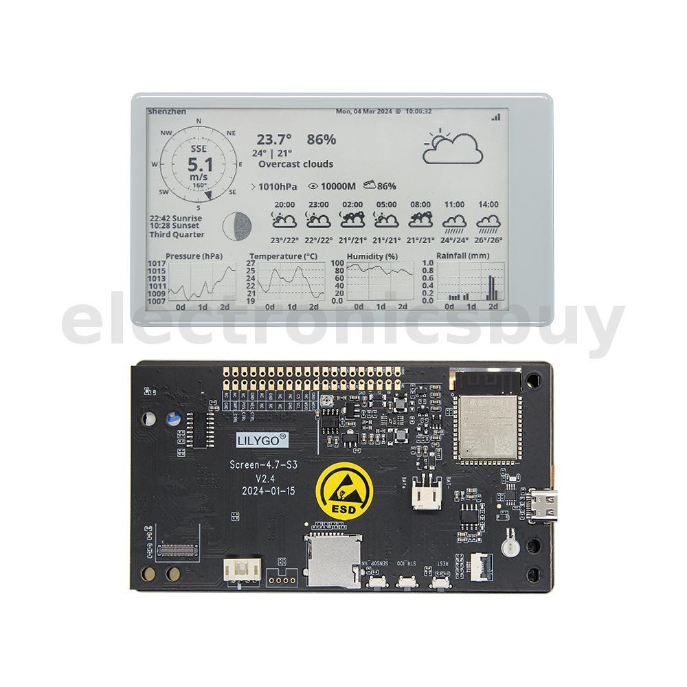 LILYGO® T5 4.7 Inch E-paper ESP32-S3 Touch Screen Display Development ...