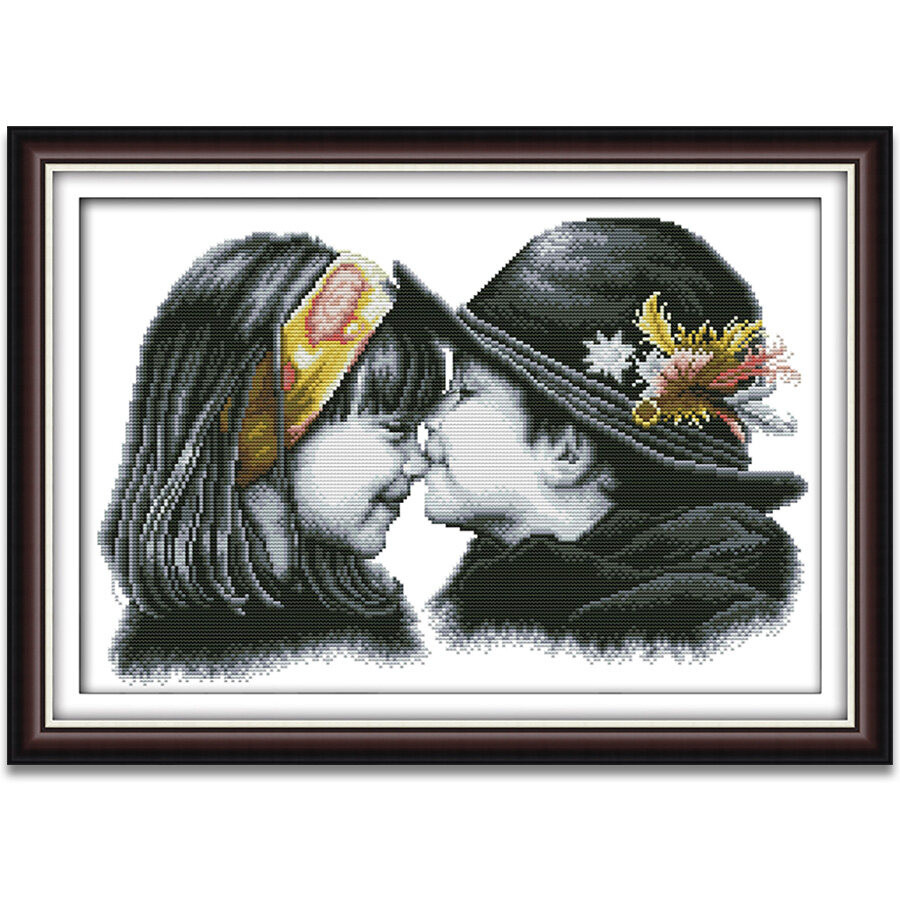Cross Stitch Set, Baby Boy and Girl, First Kiss, Character, 14/11CT ...