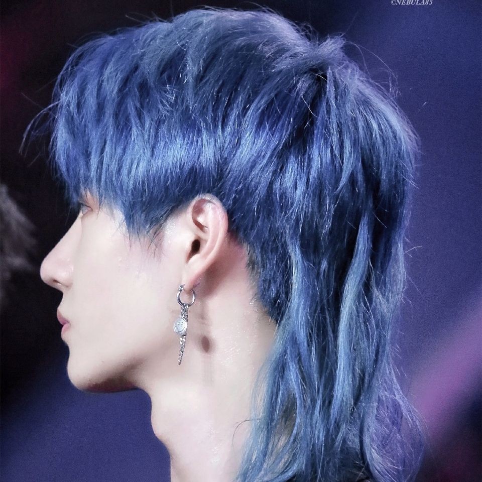 2025 Wolf tail mullet head men and women trend wig blue mist realistic ...