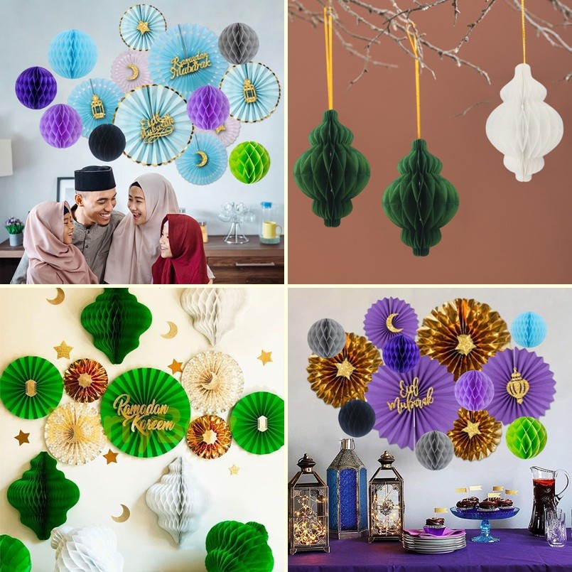 2025 Colorful Honeycomb Ball Hari Raya Pendants Ramadan Hanging ...