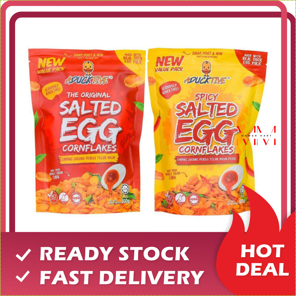 Aducktive Salted Egg Cornflakes Original & Spicy Value Pack (100g ...