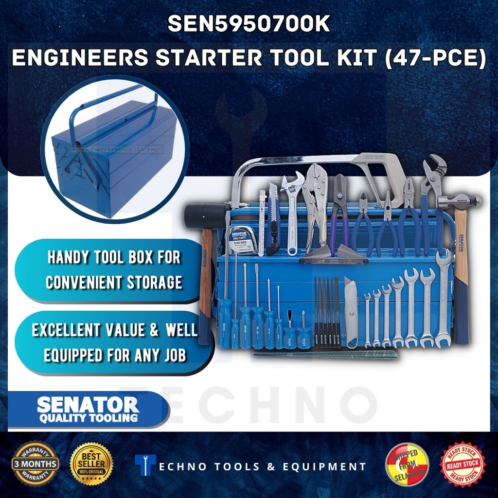 Senator SEN5950700K ENGINEERS STARTER TOOL KIT (47-PCE) Hammer Plier File 100% New & Original ...