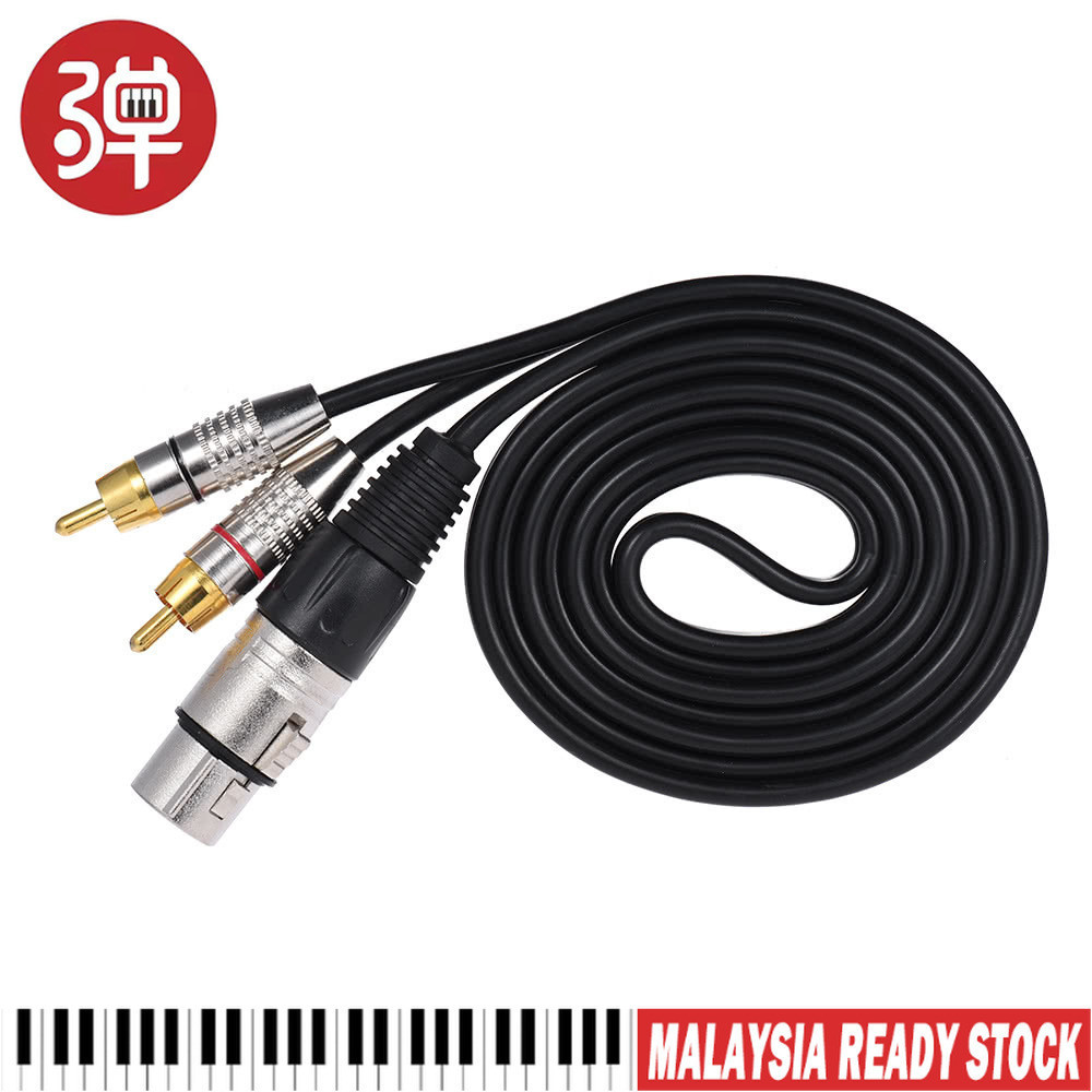 Stereo Audio Cable Connector Y Splitter Wire 1 XLR Female to 2 RCA Male ...