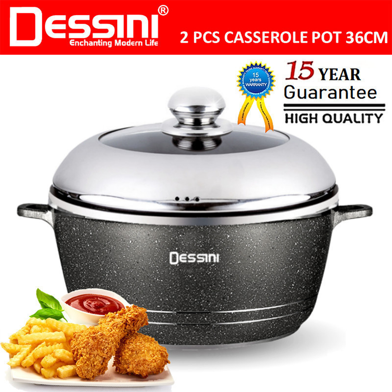 DESSINI ITALY Granite Die Cast Aluminium Non Stick Casserole Pot Bowl ...