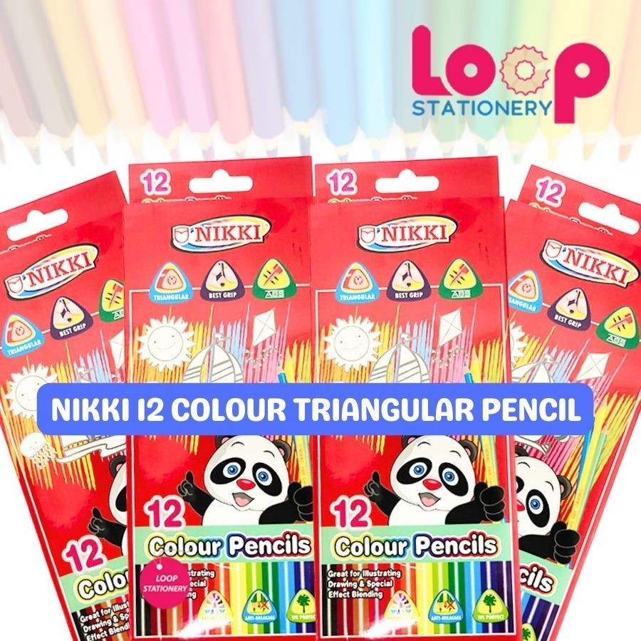 Nikki Colour Pencil Triangular 12/24 Colour Long | Shopee Malaysia