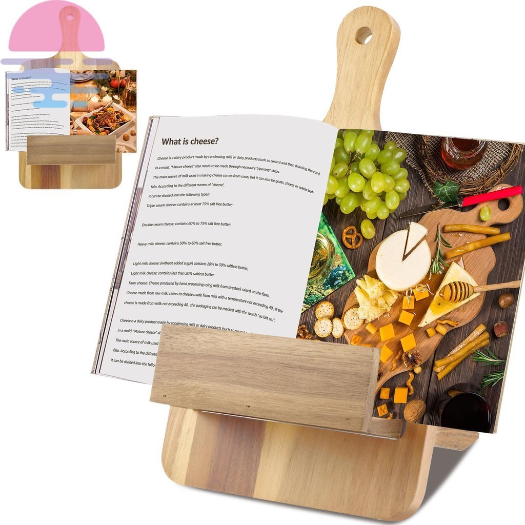 Cookbook Stand Wooden Recipe Book Holder Adjustable Cookbook Display ...