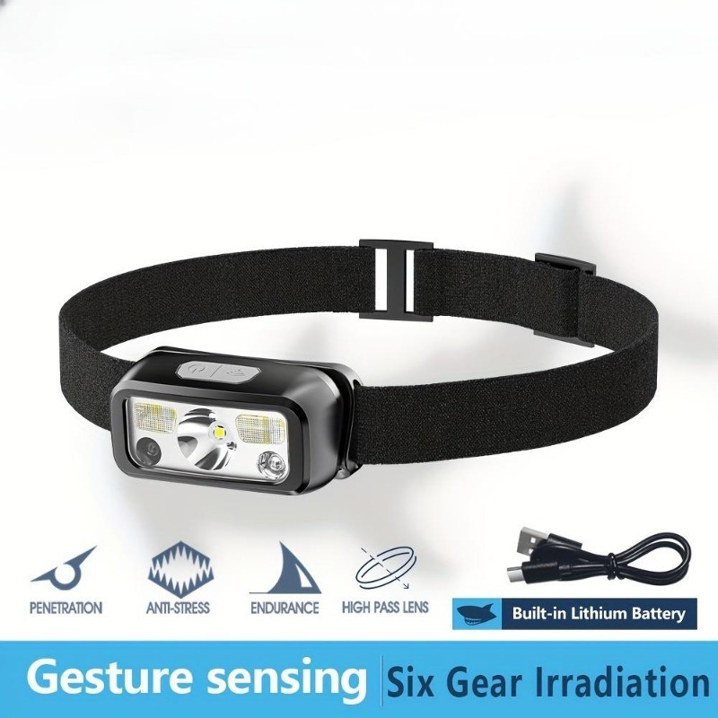 Rechargeable Headlamp with Motion Sensor Waterproof LED Headlight ...