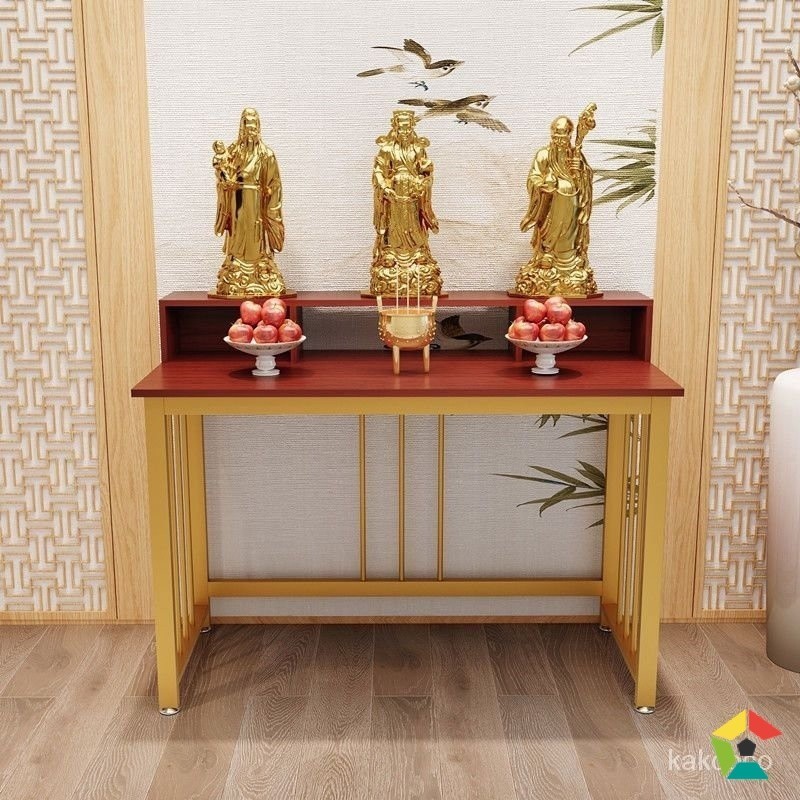 Home Buddhist Altar Table Guanyin & Wealth Deity Shrine Simple Offering ...