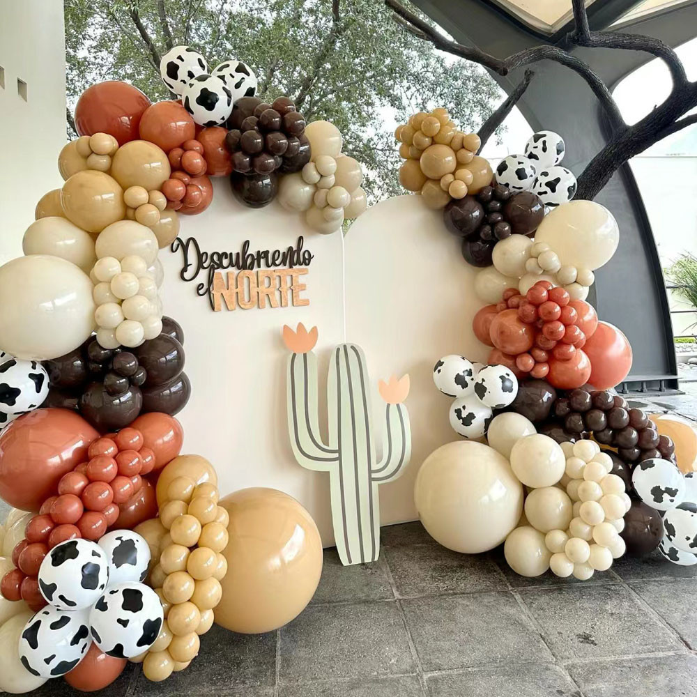 140pcs Cow Print Balloon Arch Retro Pink Brown Latex Balloons Woodland ...