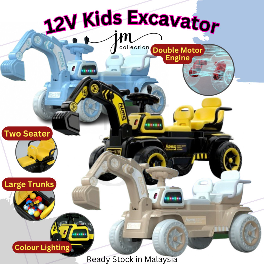 Ready Stock!!! Kids 12V Ride On Excavator with 2 Seater | 12V 2 Seater ...