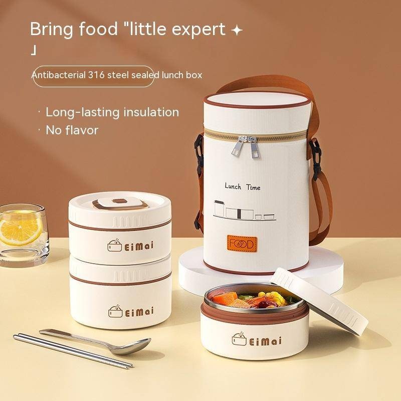 316 Stainless Steel Adult Lunch Box Microwave Heating Office Worker Student Lunch Box Set Lunch ...