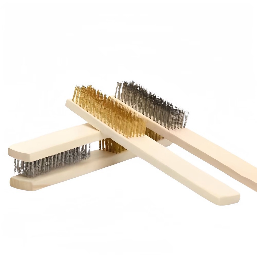 Copper & Stainless Steel Wire Brush With Wooden Handle Metal High ...
