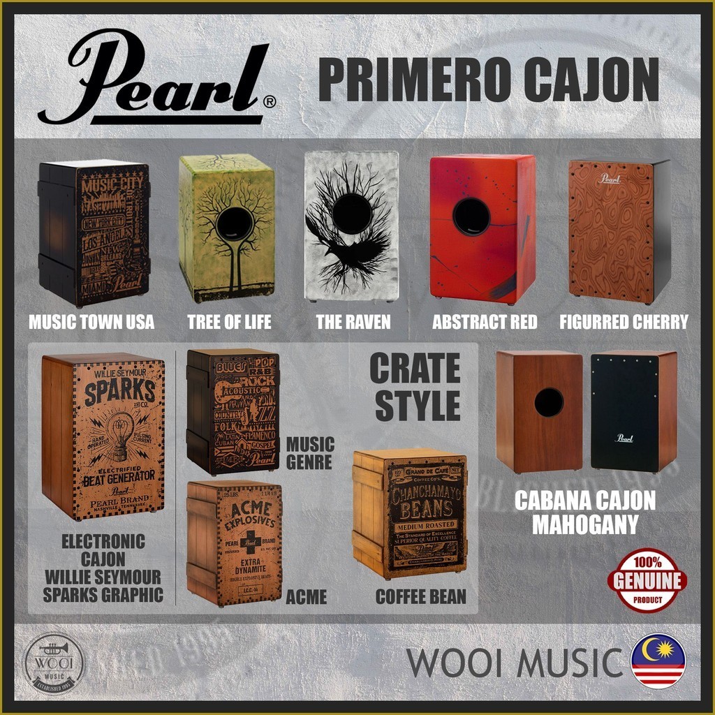Pearl Primero Cajons / Wood Cajon / Crate Style Cajon / Electronic ...