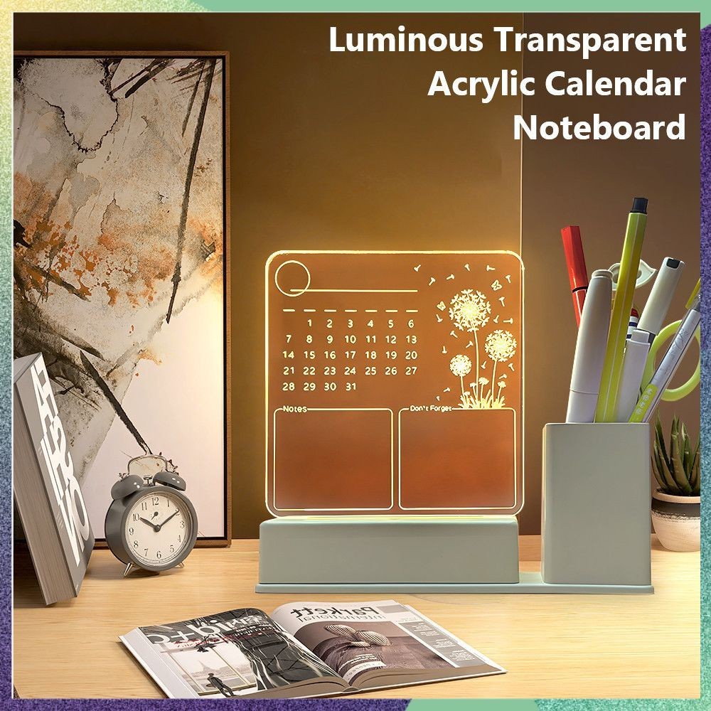 Luminous Transparent Acrylic Calendar Note Board Erasable Writing ...