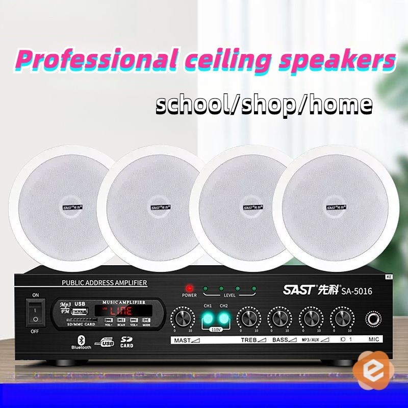 SAST Bluetooth Power Amplifier Ceiling Speaker Set For Shop, Bar, Home ...