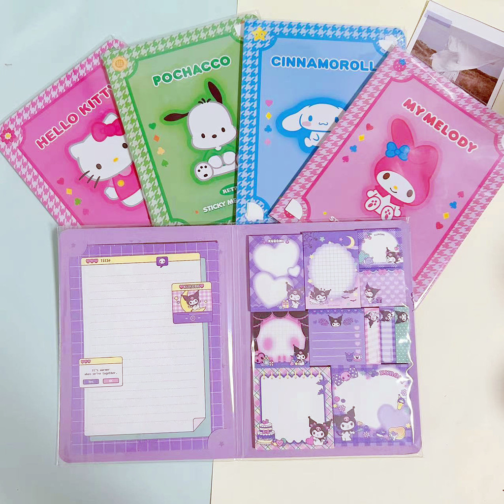 300 Sheets Cute Sanrio Sticky Notes Set Kuromi Melody Label Stickers ...
