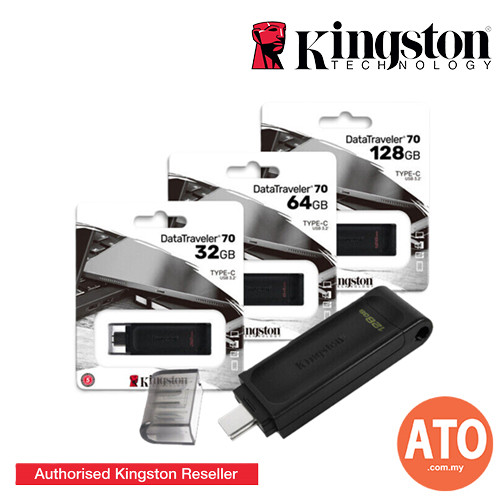 KINGSTON DataTraveler 70 USB 3.2 Gen 1 USB Type C Flash Drive DT70 (64GB / 128GB / 256GB ...