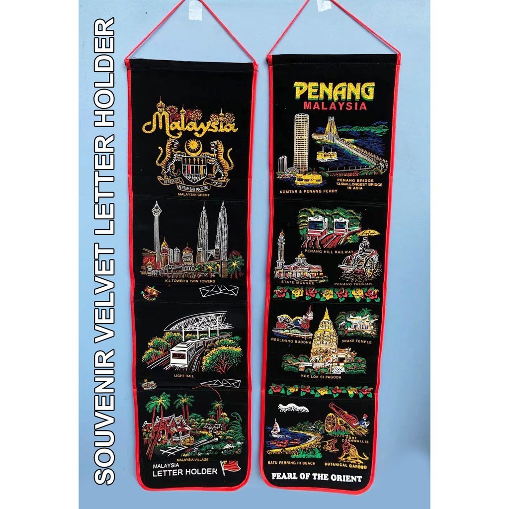 SOUVENIR MALAYSIA PENANG VELVET SCROLL KLCC LETTER HOLDER DESIGN ...