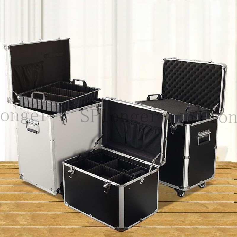 Aluminum Trolley Tool Box Double Layer Repair Kit Storage Case Hardware ...