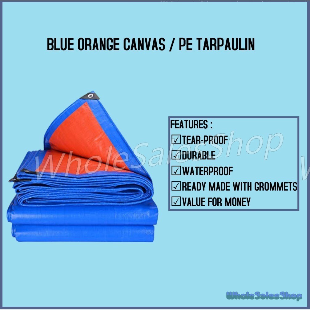 WATERPROOF BLUE ORANGE CANVAS PE SHEET CANVAS TARPAULIN WATERPROOF ...
