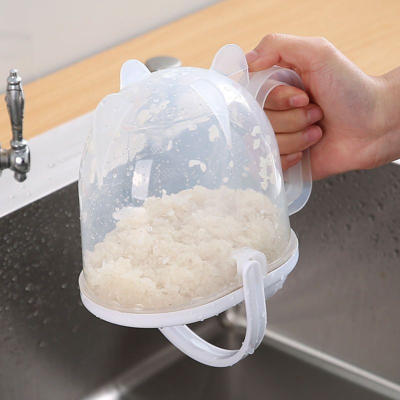 Rice Washing Bucket Water Flushing Hand-Free Rice Washing Sieve Plastic ...