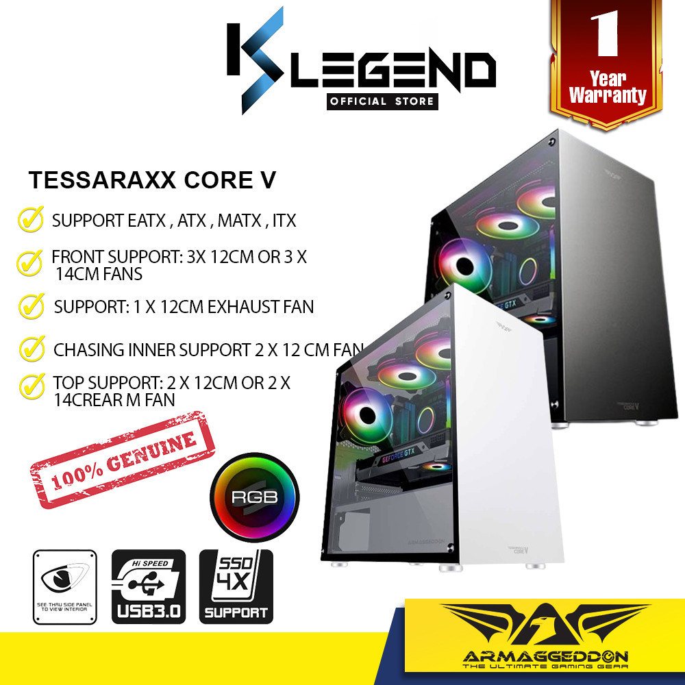 Armaggeddon Core V | ATX Gaming PC Case with Tempered Glass Side Panel ...