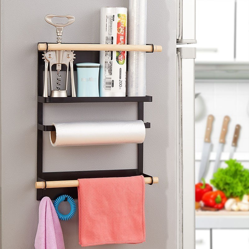 Carbon Steel Magnetic Refrigerator Rack Side Shelf With Cling Wrap ...