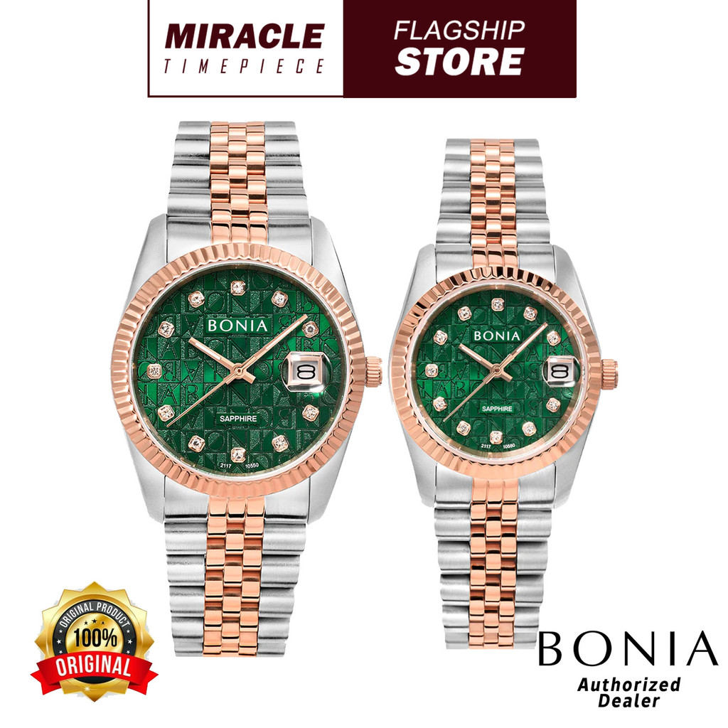 Bn Classic Green Dial With Stainless Steel Strap Couple Watch BNB10550 ...