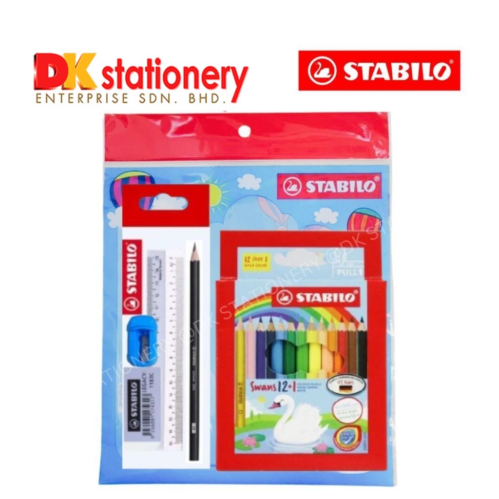 Stabilo Super Value Pack With Coloring Book Back to School Gift Stationery Set Kids Swans Color ...