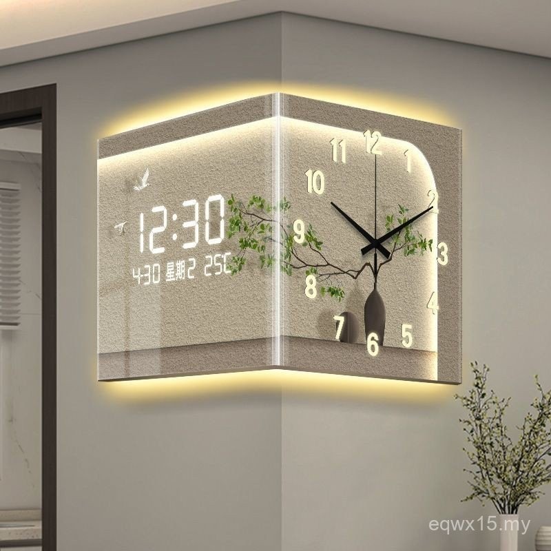 2024 High-Appearance Corner Double-Sided Wall Clock Modern Simple ...
