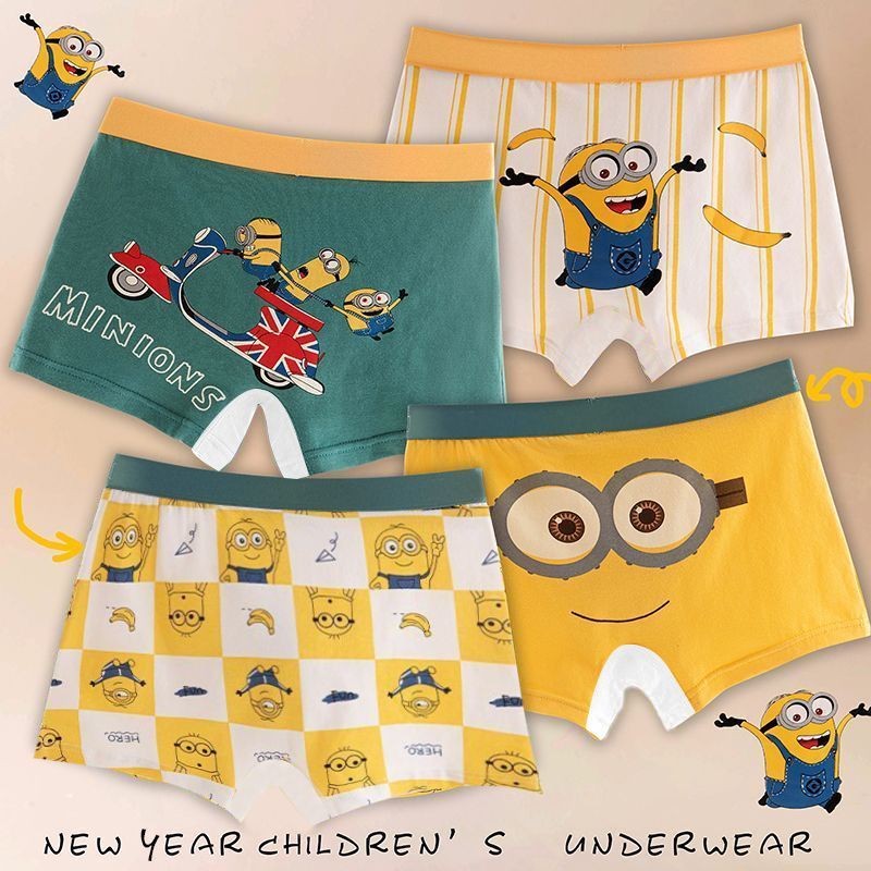 Minions Kids Boys 4pcs/Set Cartoon Shin-chan Underwear Trunks Casual ...