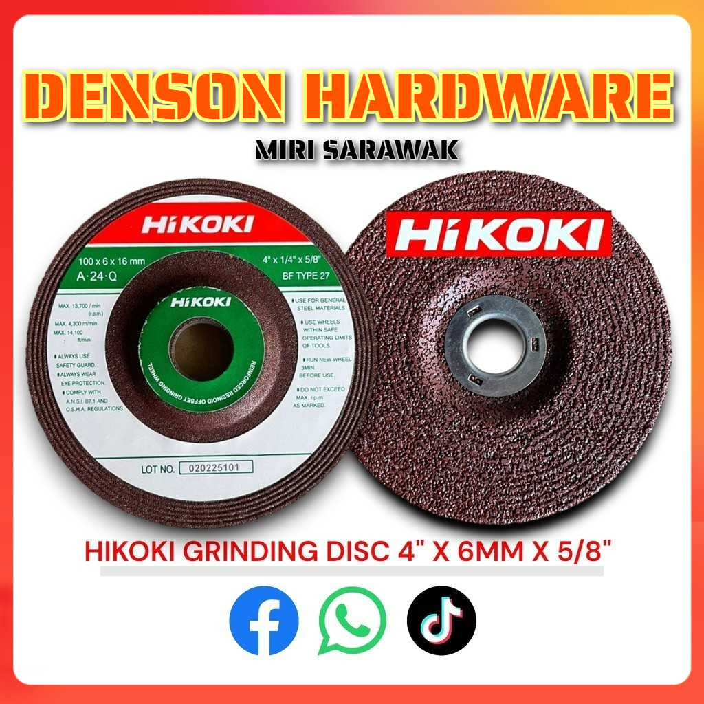 HIKOKI Grinding Disc 4" X 4MM X 5/8" For Angle Grinder Cutting Grinding ...