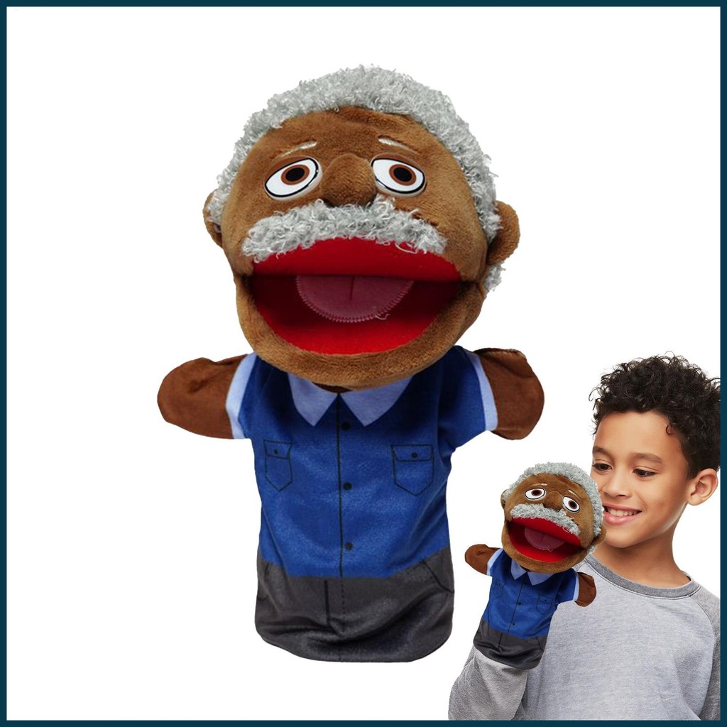Family Hand Puppets Open Mouth Plush Cartoon Black People Storytelling ...